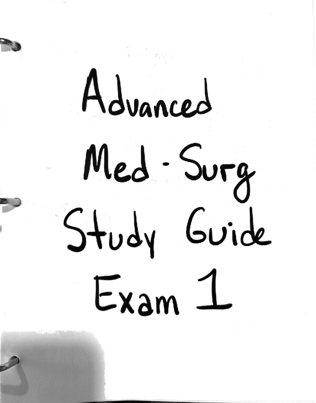 NUR 265 Advanced Med Surg Study Guide: Exam 1 Review Notes - Studocu