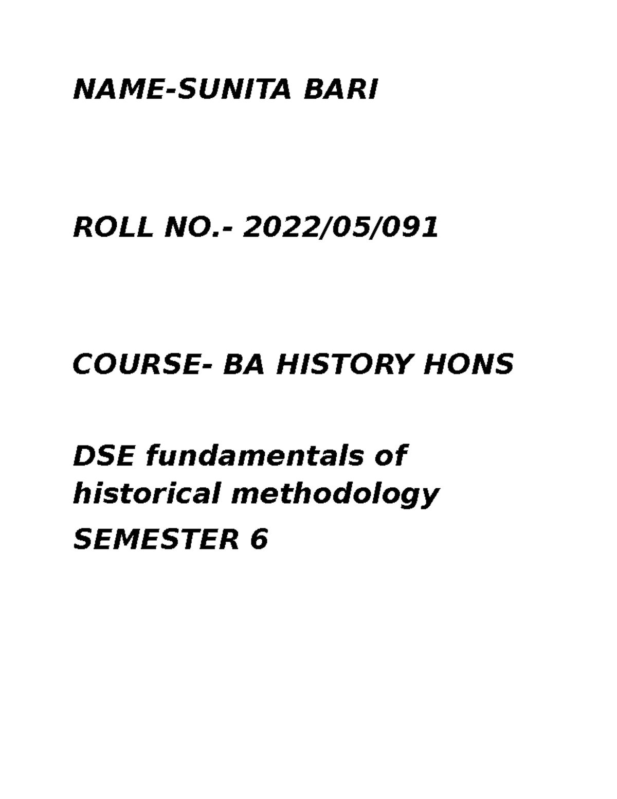 BARI ROLL BA HISTORY HONS DSE SEM 6 Assignment: Chapter 2 Review on ...
