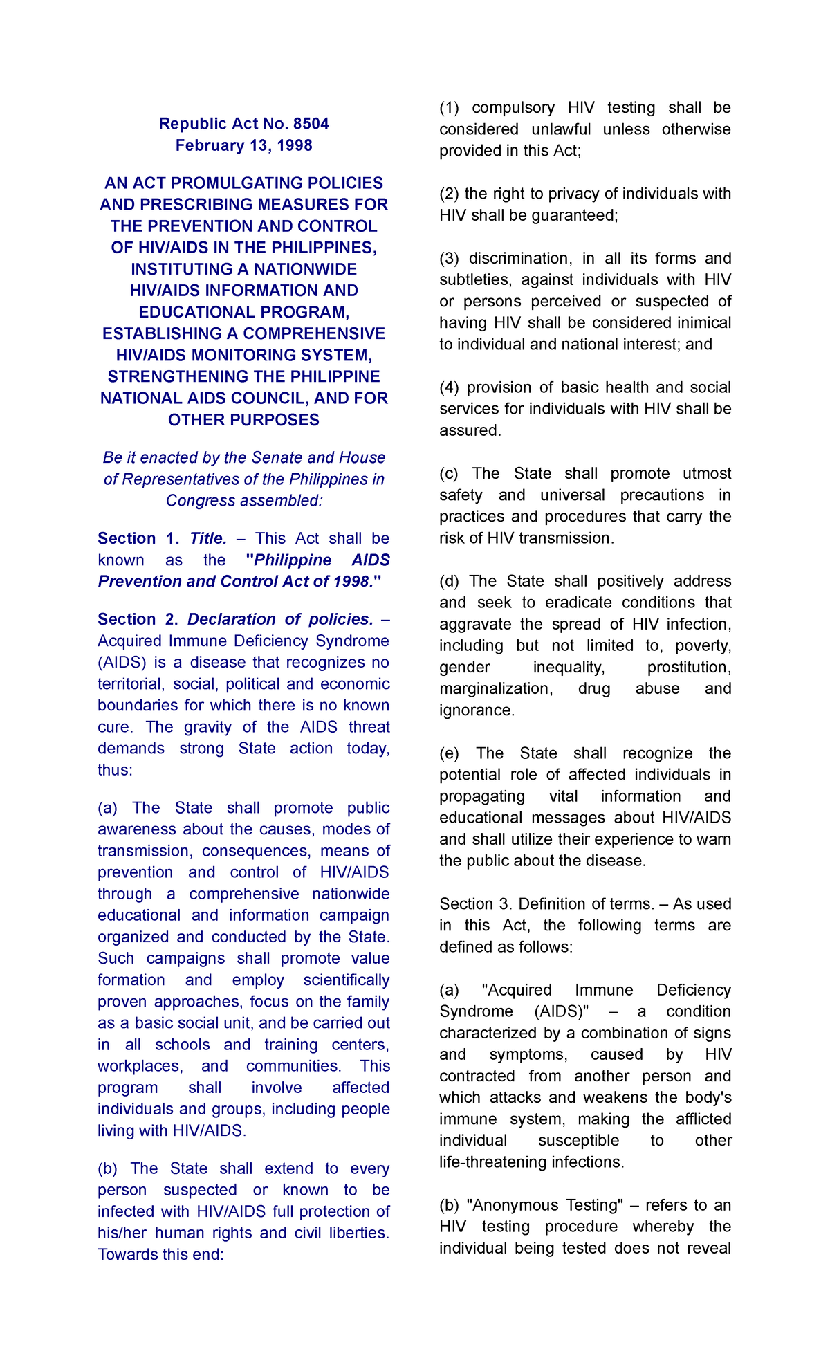 RA 8504 & RA 7722 - Medtech Laws_ RA 8504&RA7722 - Republic Act No ...