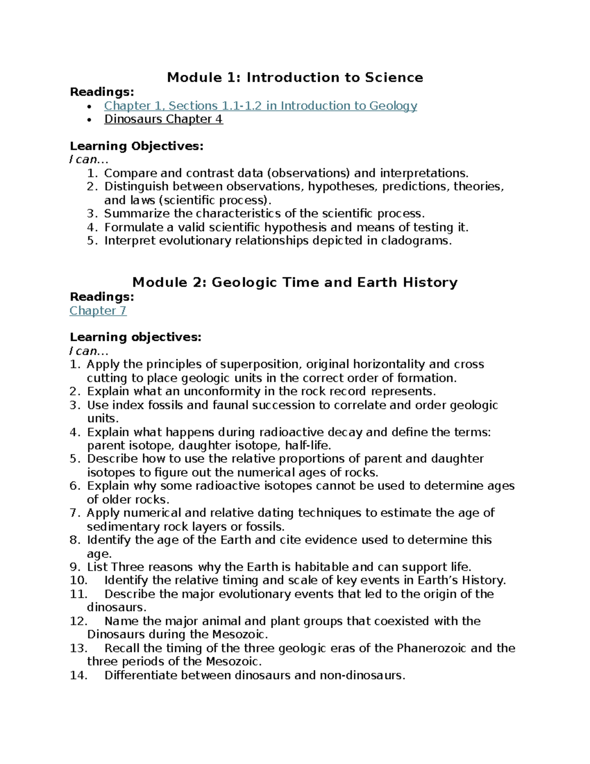Geology 101: Intro to Science & Geologic Time Concepts - Studocu