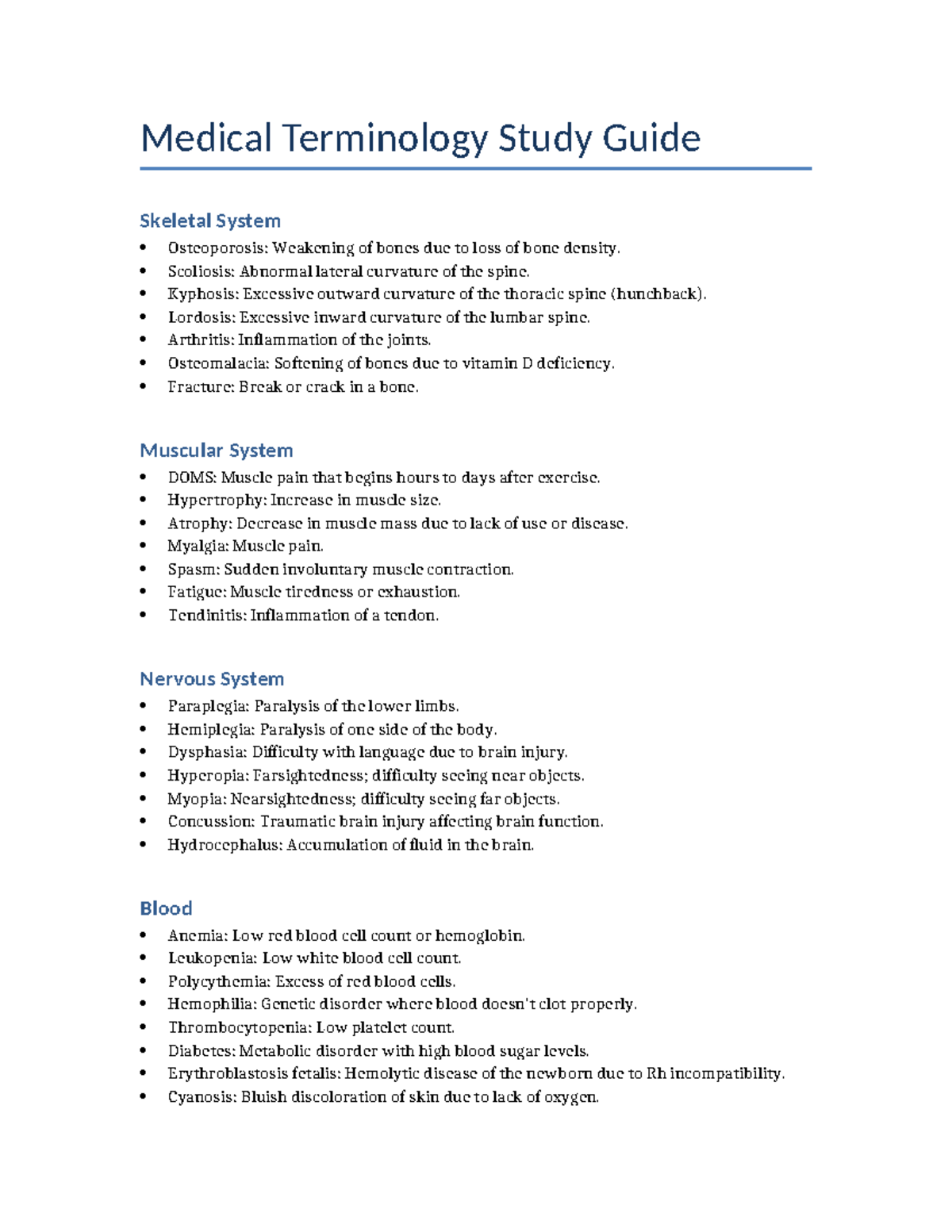 Medical Terminology Study Guide: Key Concepts by System (MED 101) - Studocu
