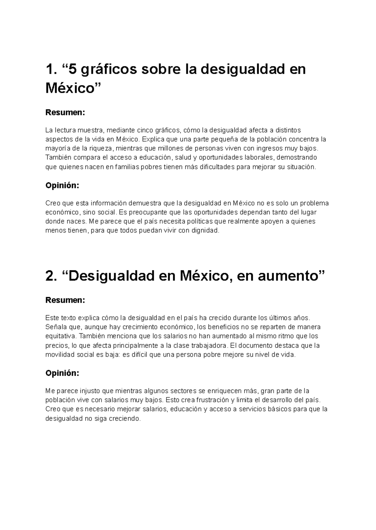 Gráficos sobre la Desigualdad en México: Análisis y Opiniones - Studocu