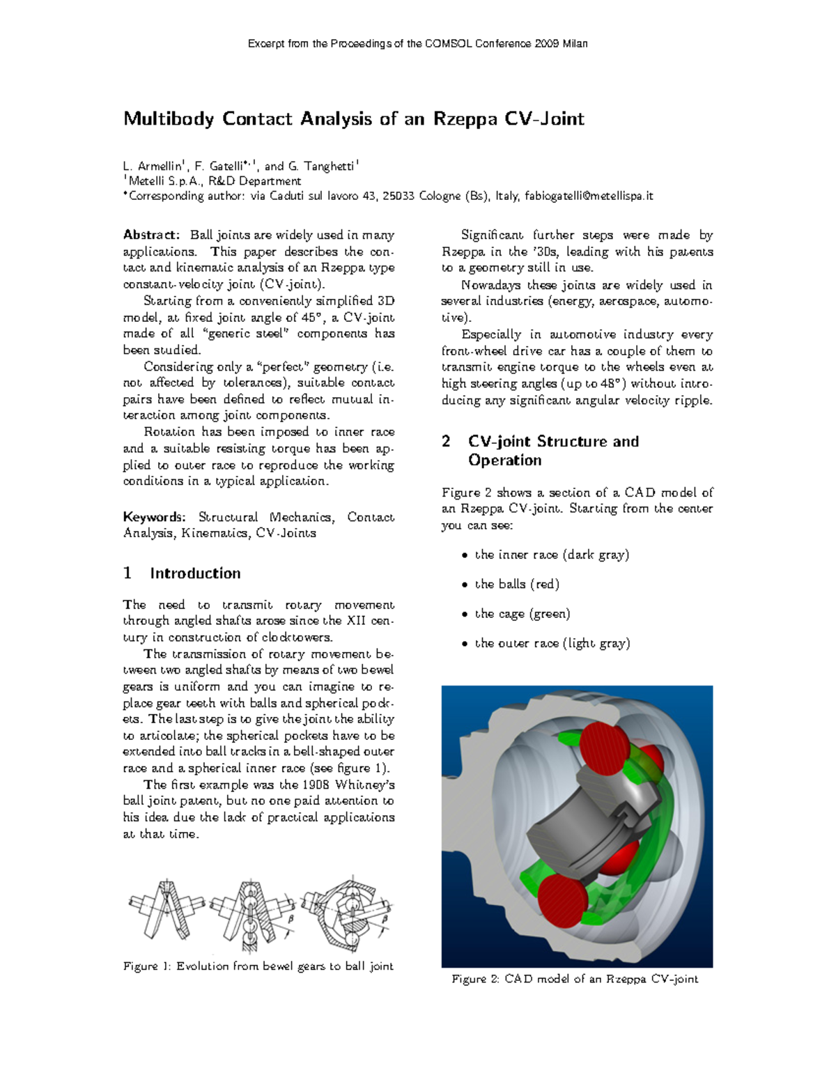 Multibody Contact Analysis of Rzeppa Joints - COMSOL Conference 2009 ...
