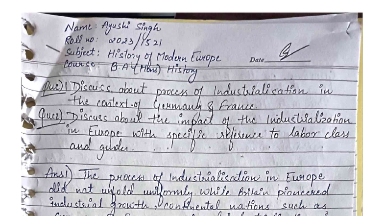 Modern Europe (HIST 101) - Industrialization Process & Impact Notes ...