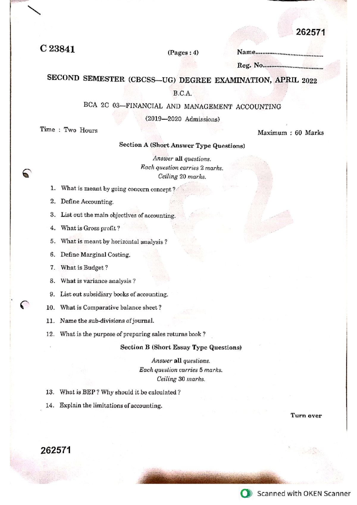 BCA Previous Year QP Compilation for Exam Preparation - Studocu