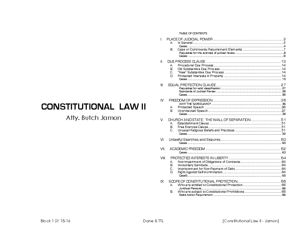 Constitutional Law II: Case Studies and Judicial Powers Overview - Studocu