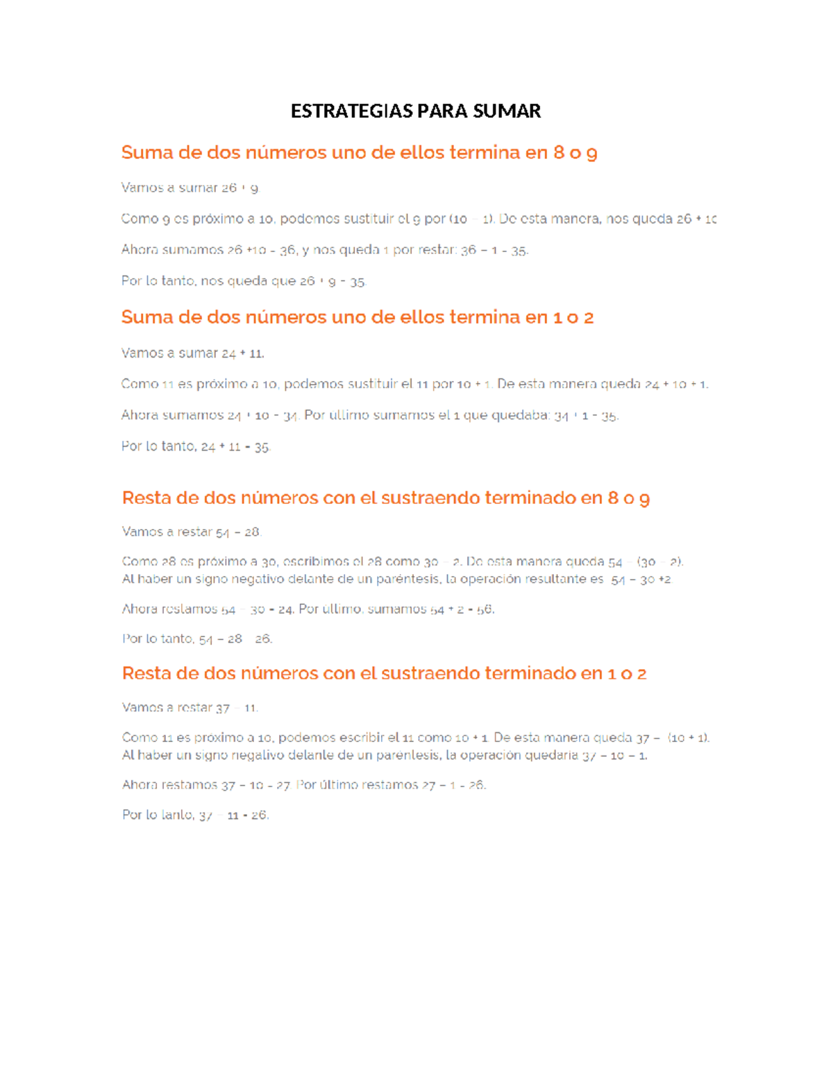 Estrategias PARA Sumar - ESTRATEGIAS PARA SUMAR Suma de dos números uno ...