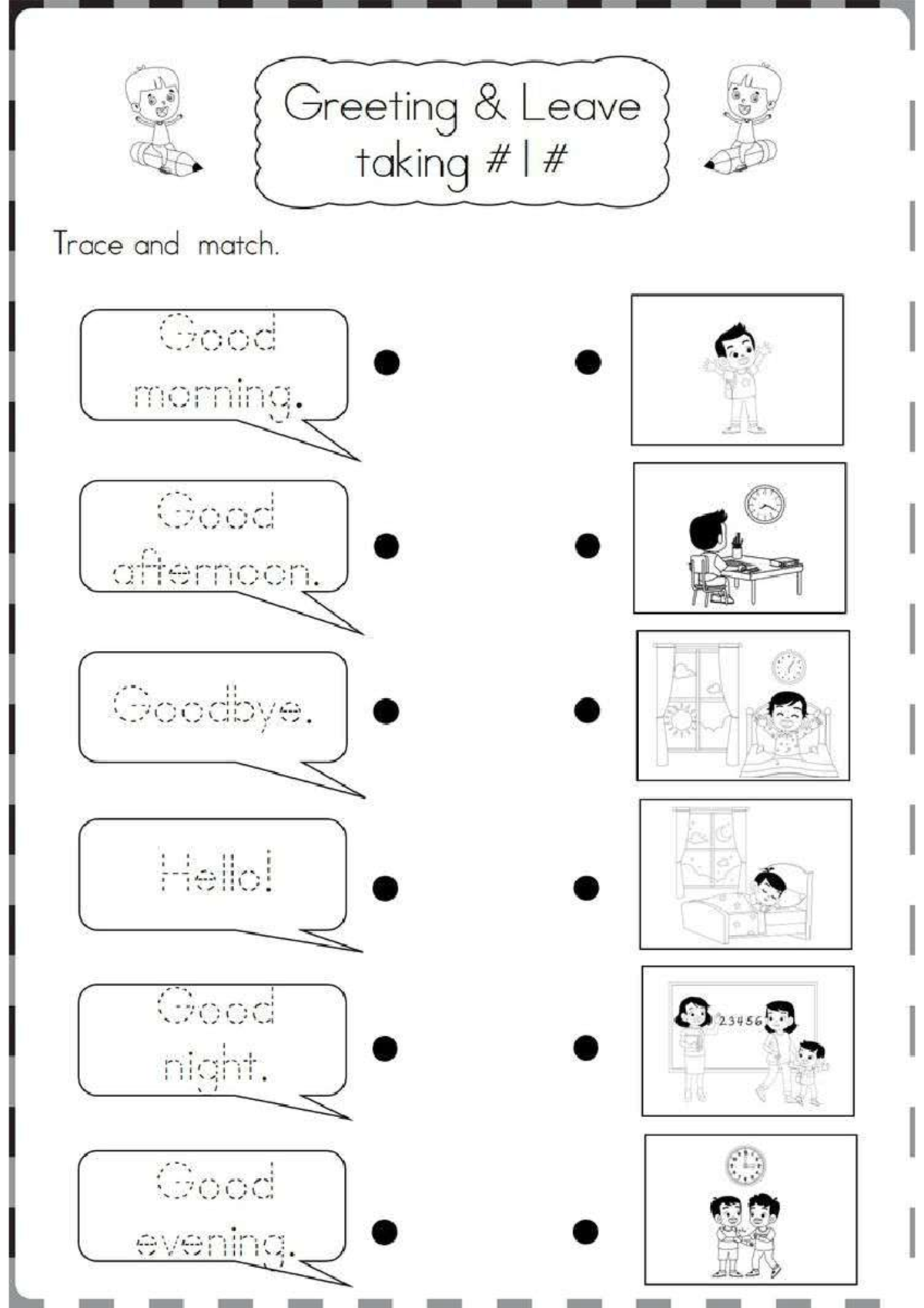 Greetings and Commands I Trace and Match Activities - Studocu