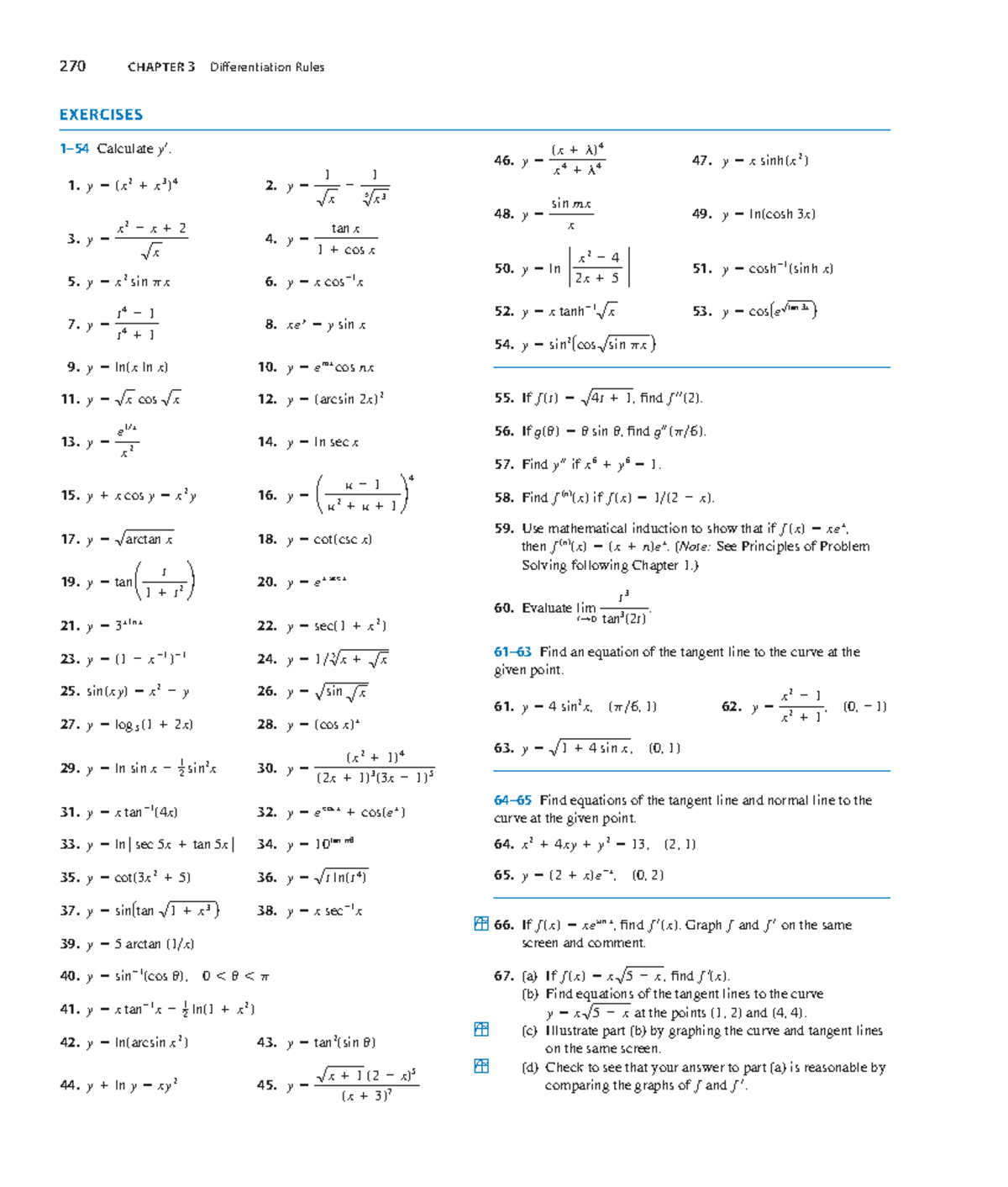 C3 - 312 Chapter 3 Differentiation Rules Exercises and Solutions - Studocu