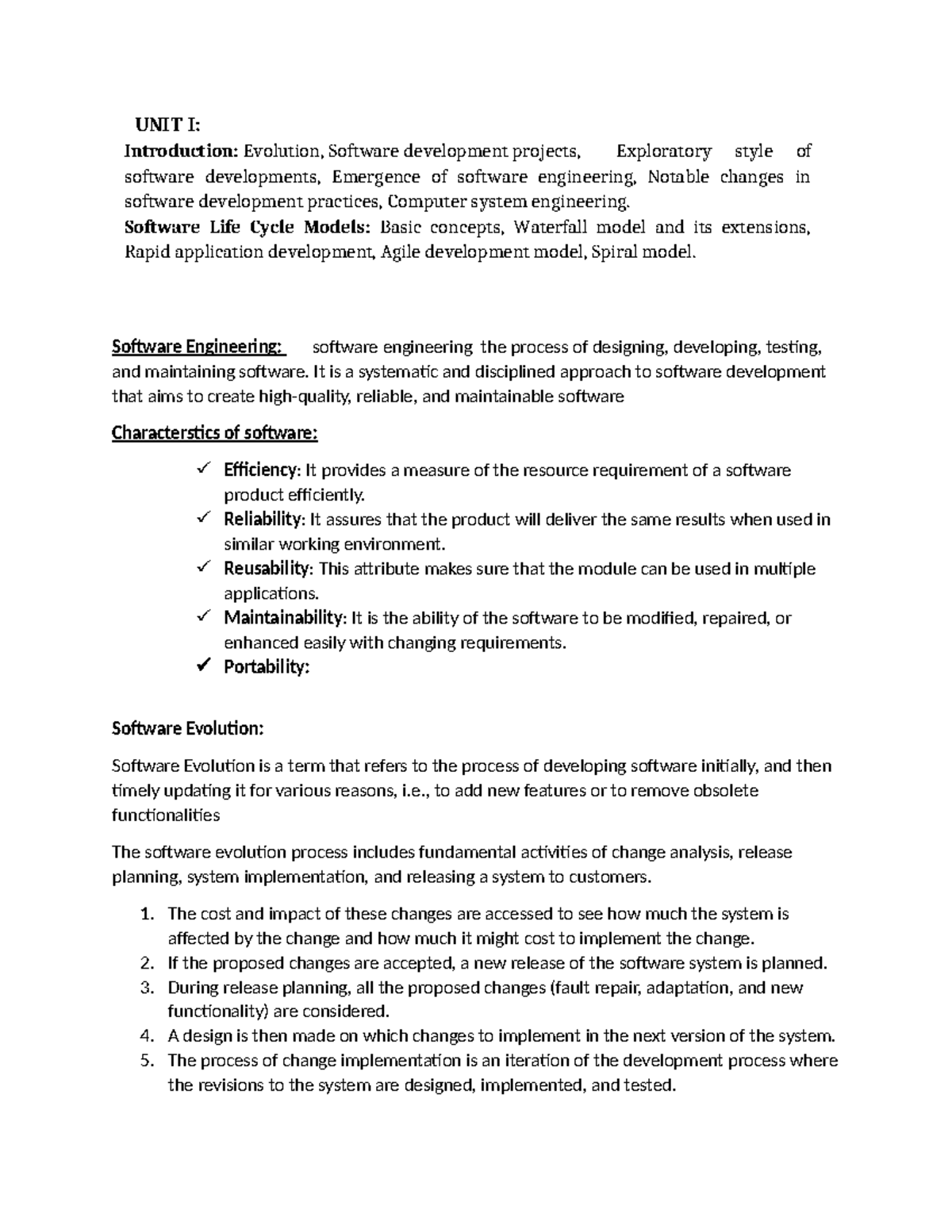Software Engineering Concepts: SE-I Notes on Life Cycle Models ...