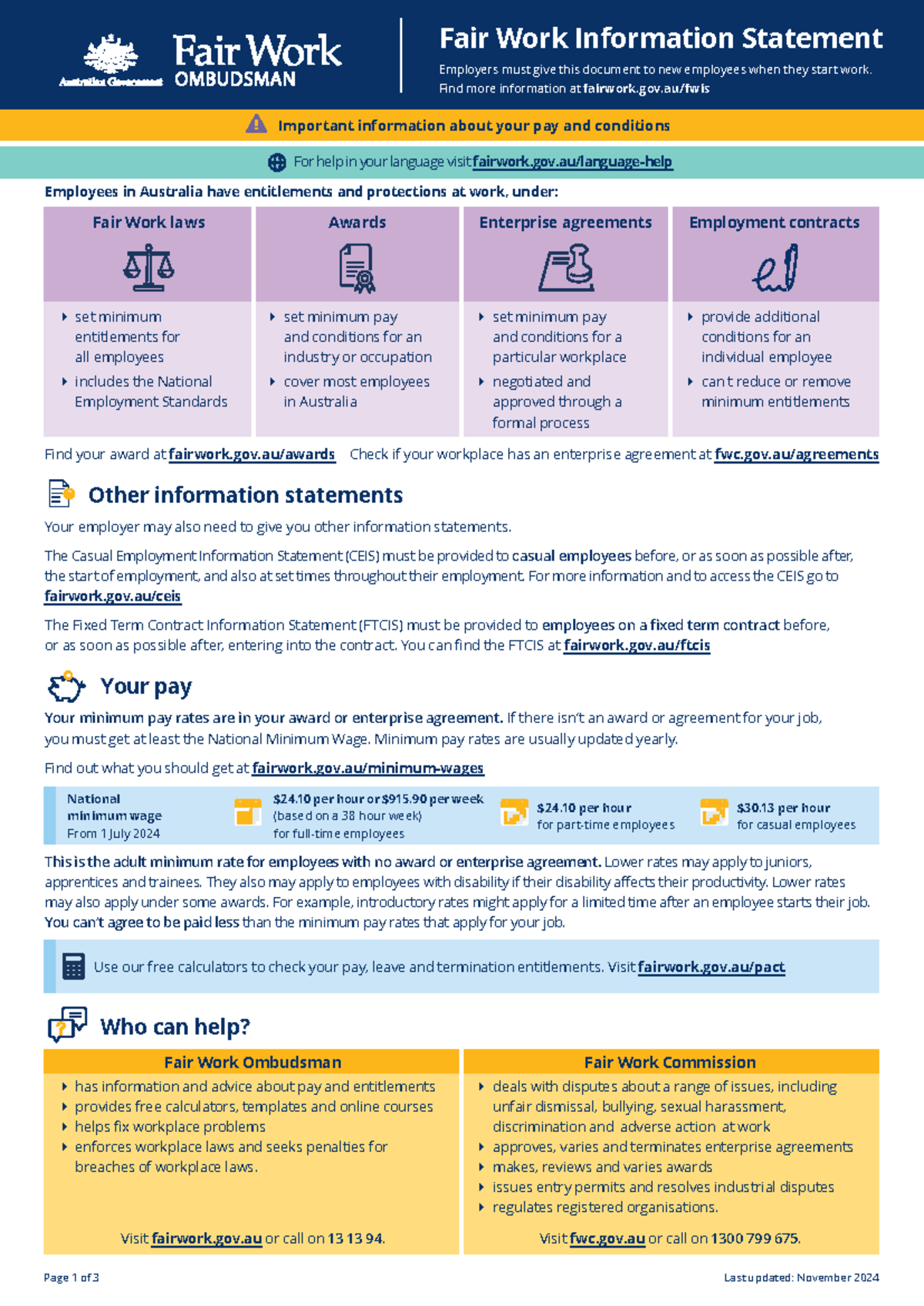 Fair Work Information Statement: Essential Guide for New Employees ...