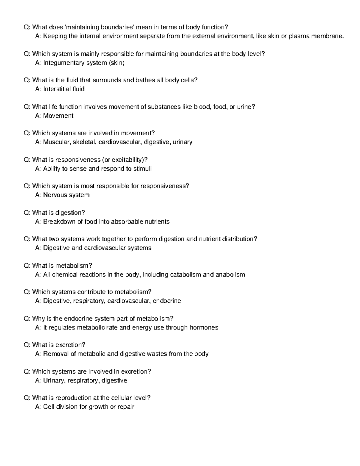 TEST CH 1: Necessary Life Functions Flashcards - Studocu