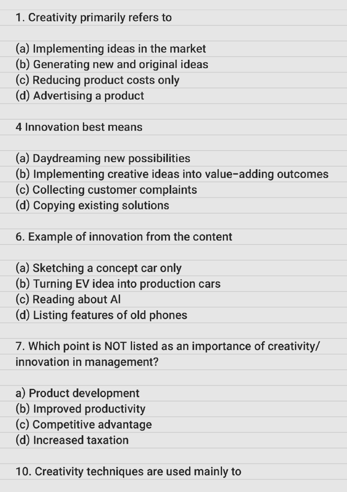 Unit 2: Creativity, Innovation, and Agile Management Concepts - Studocu