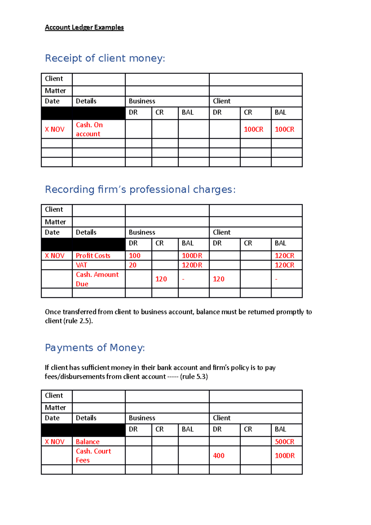 Accounting Ledger Examples for Client Transactions and VAT Handling ...