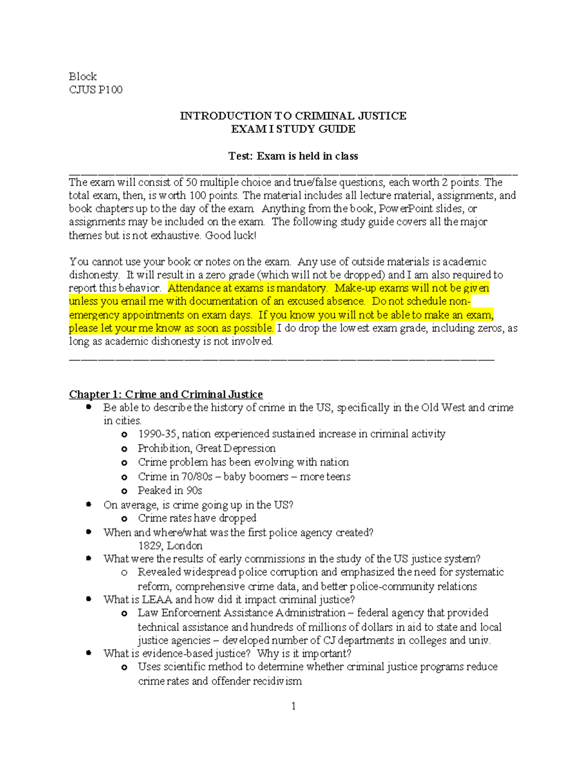CJUS P100 Final Exam Study Guide: Key Concepts in Criminal Justice ...
