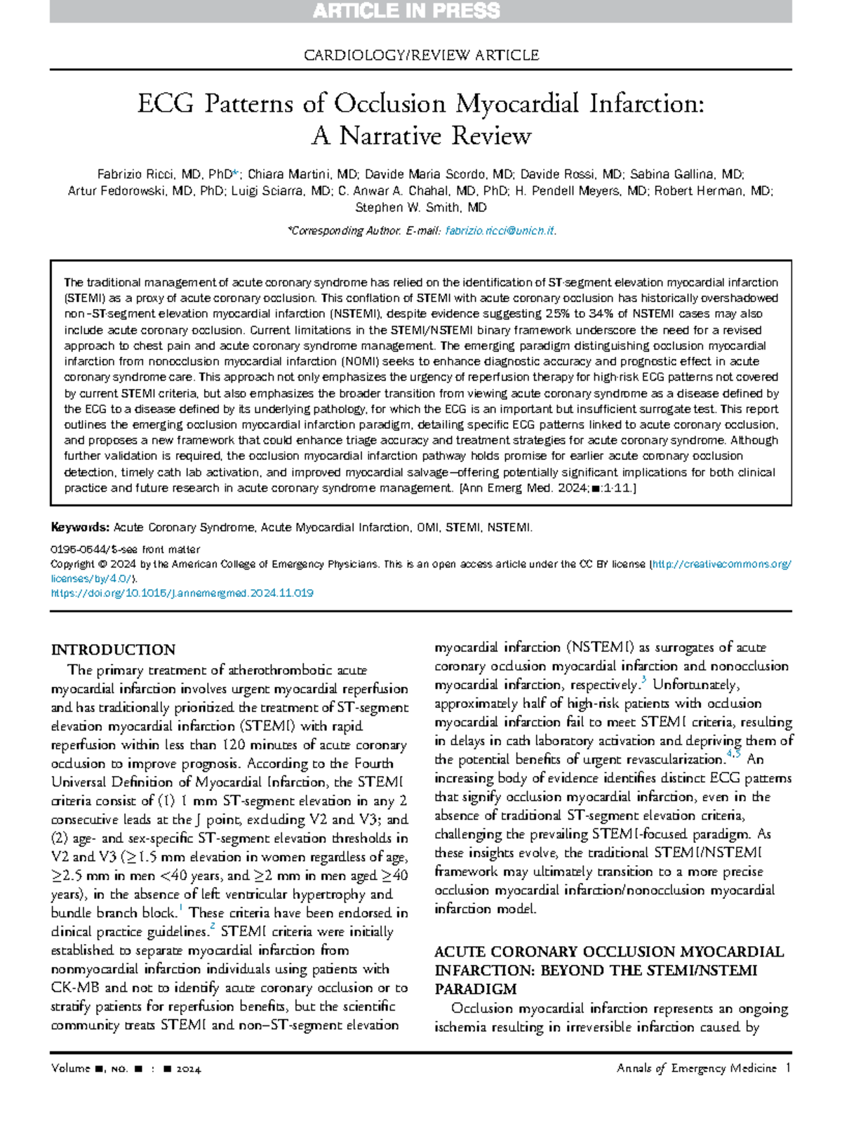 ECG Patterns in Myocardial Infarction: OMI Framework Review (ECG 2024 ...