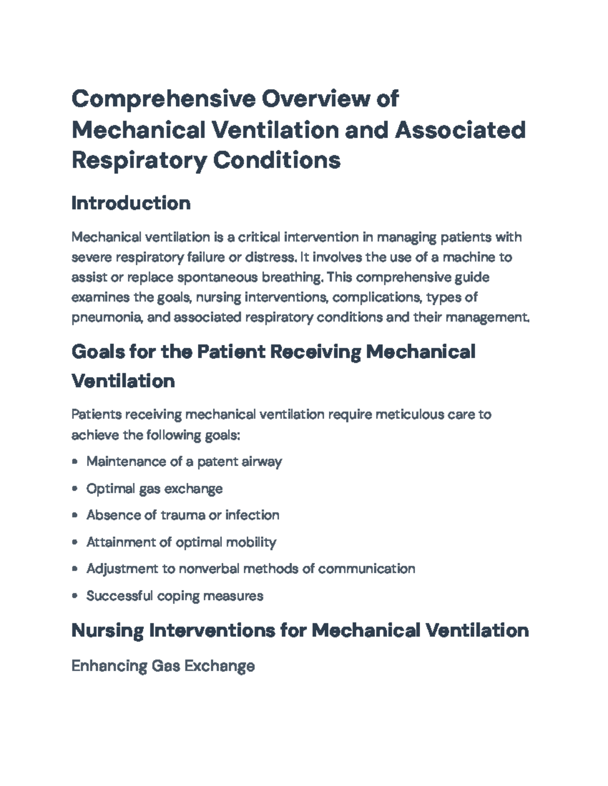 Comprehensive Guide to Mechanical Ventilation & Respiratory Conditions ...