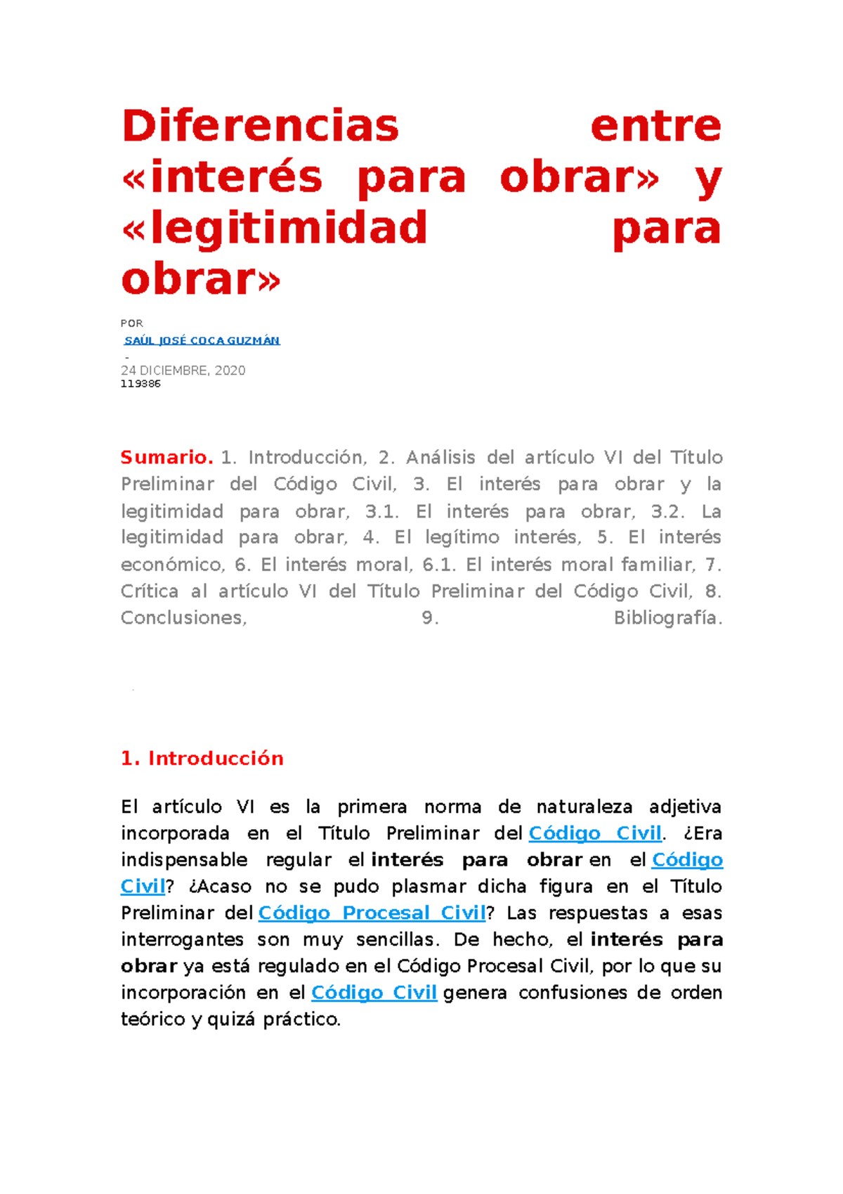 Diferencias entre Interés y Legitimidad para Obrar en Derecho Civil ...