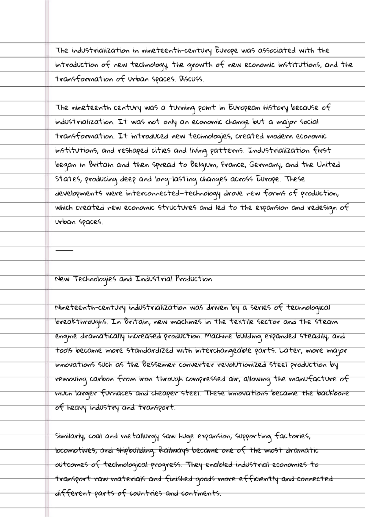 Industrialization in Europe: Tech, Economy & Urban Change (2025) - Studocu