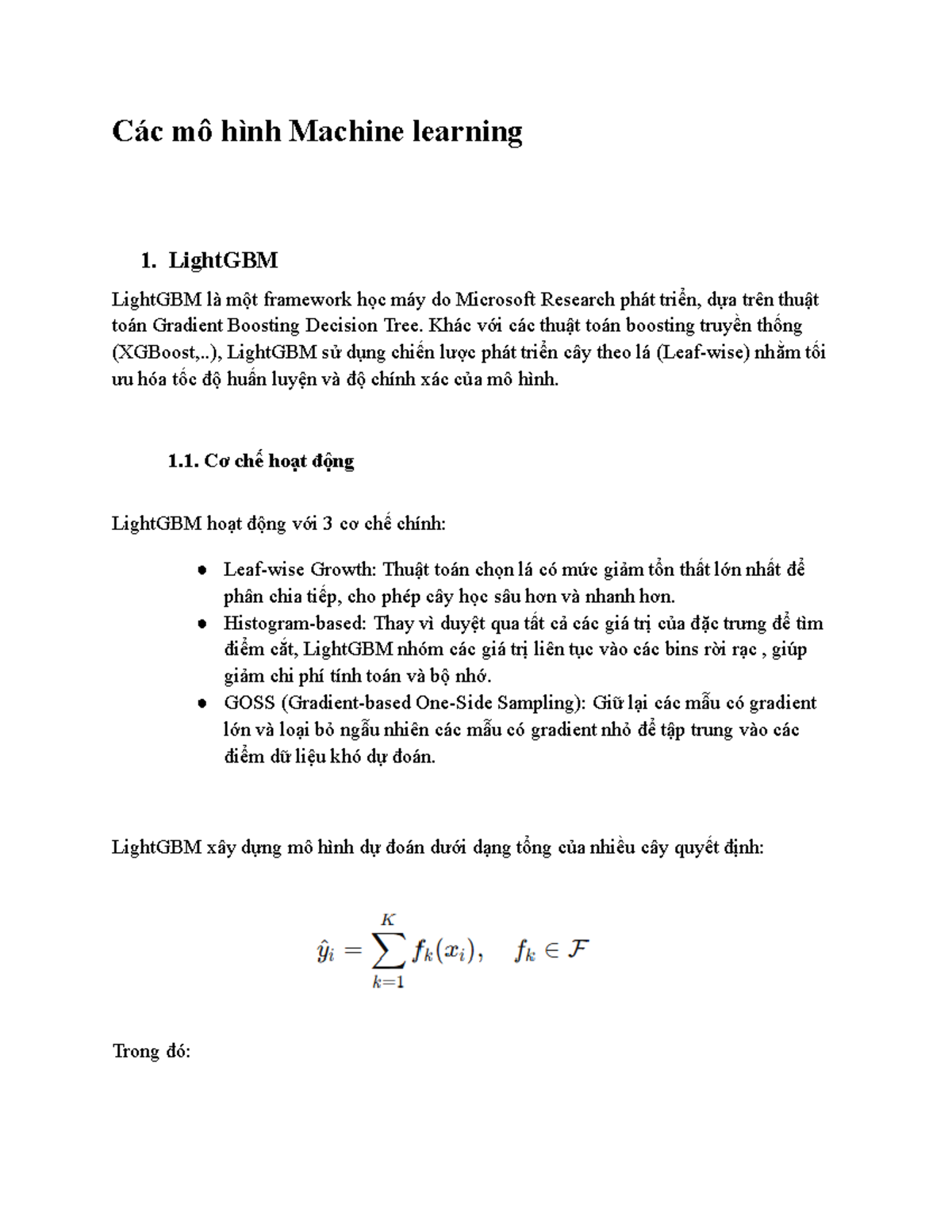 Mô hình Machine Learning: LightGBM và Random Forest - Studocu