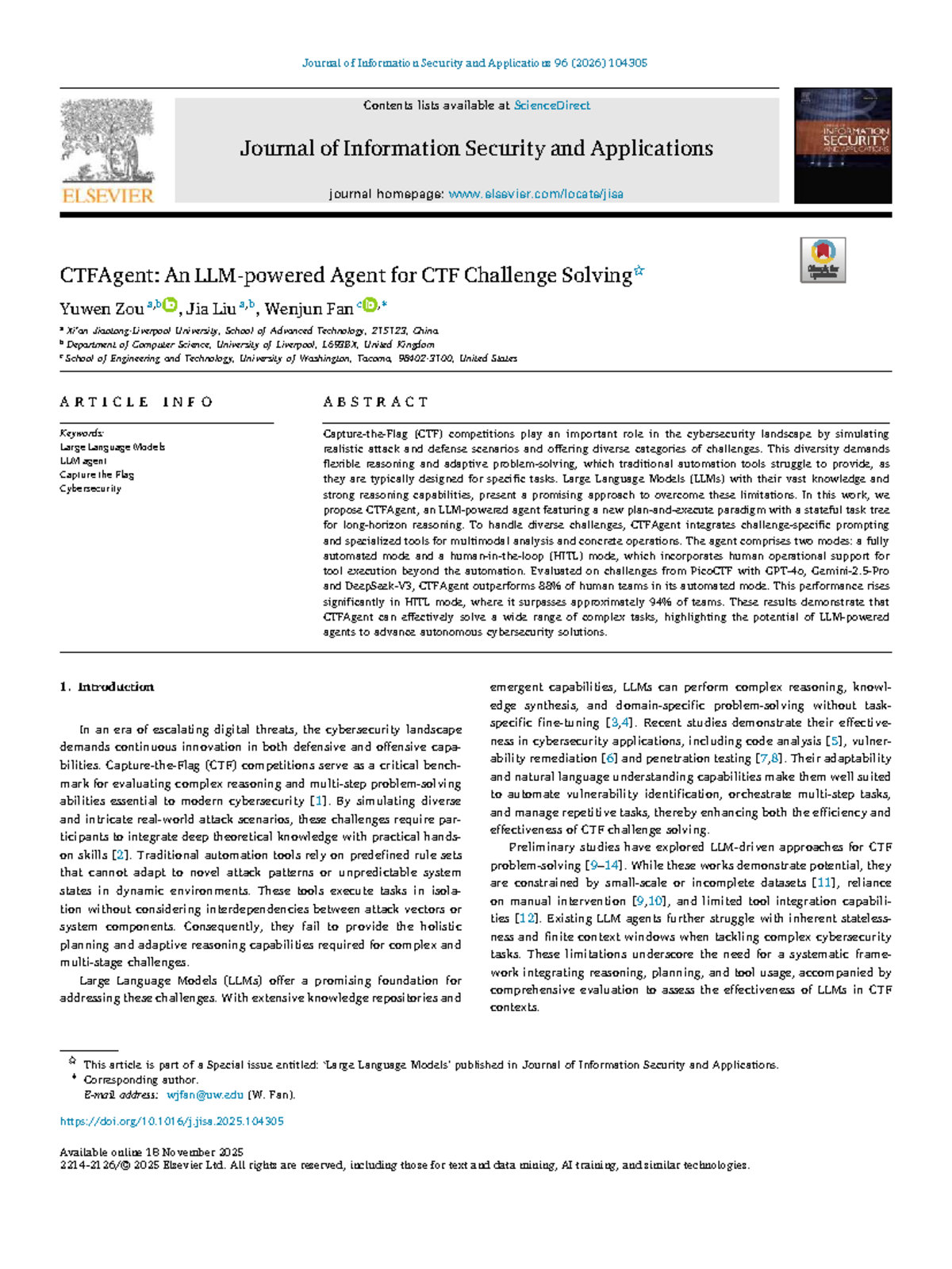 CTFAgent: A Large Language Model for CTF Challenge Solving in ...