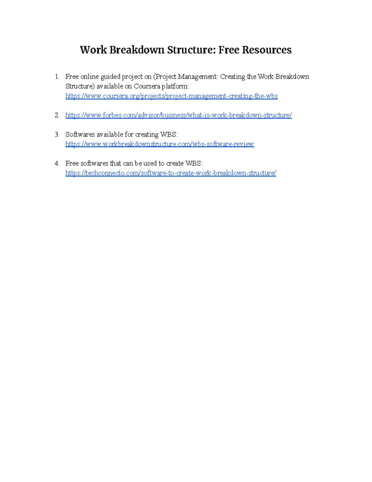 work breakdown structure - Work Breakdown Structure: Free Resources 1 ...