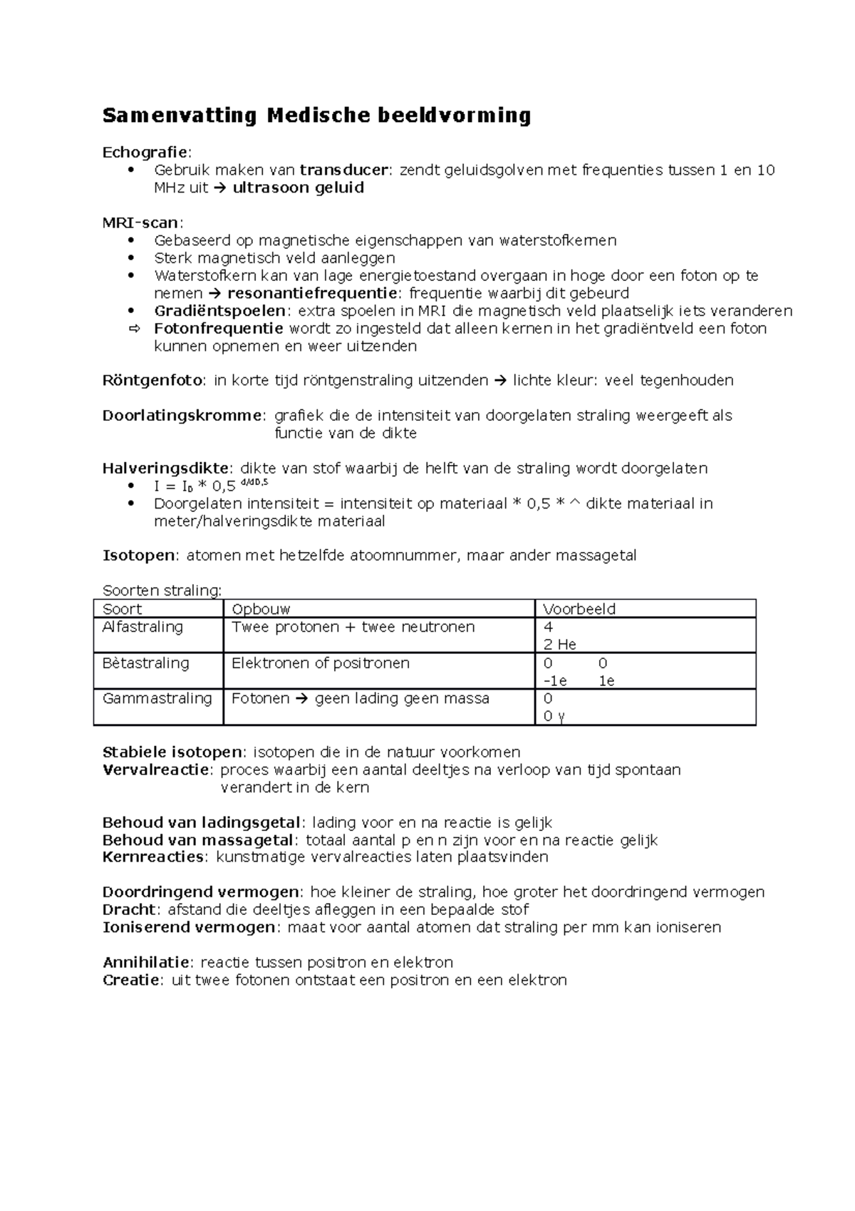 Samenvatting Medische Beeldvorming: Echografie, MRI, en Röntgenanalyse ...