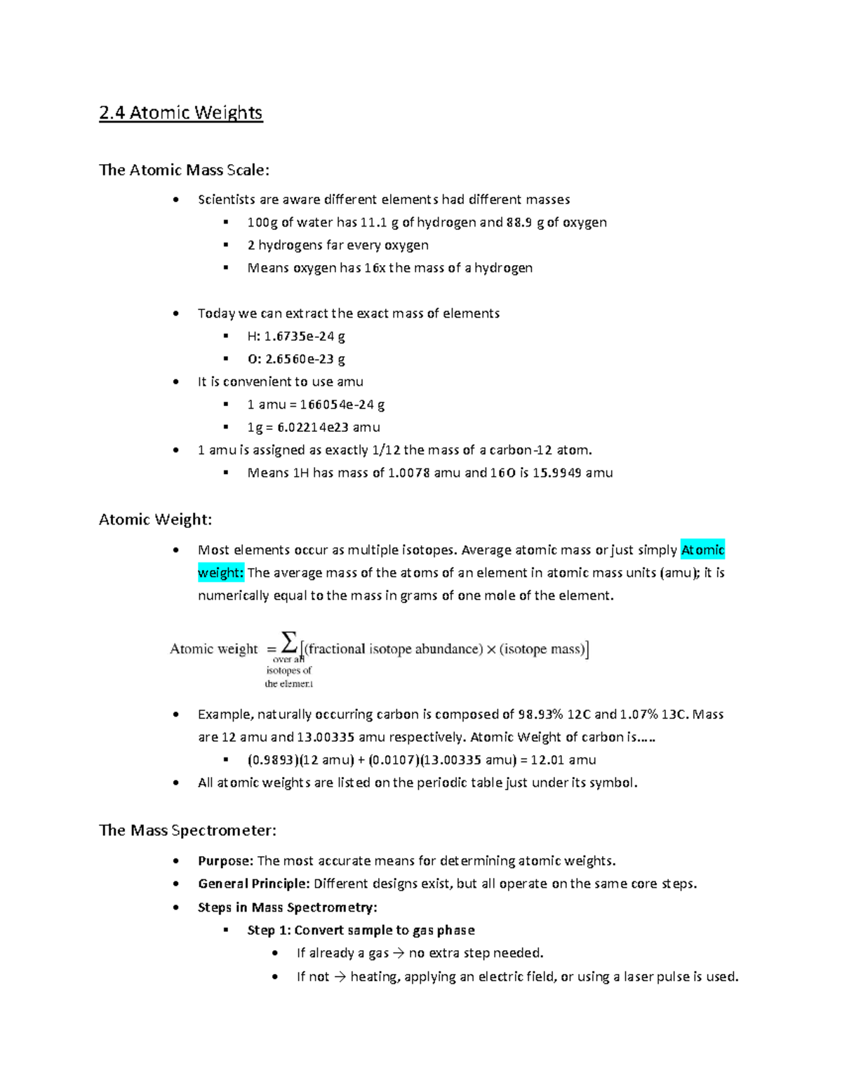 General Chemistry I: Chapter 2.4 - Atomic Weights and Mass Spectrometry ...