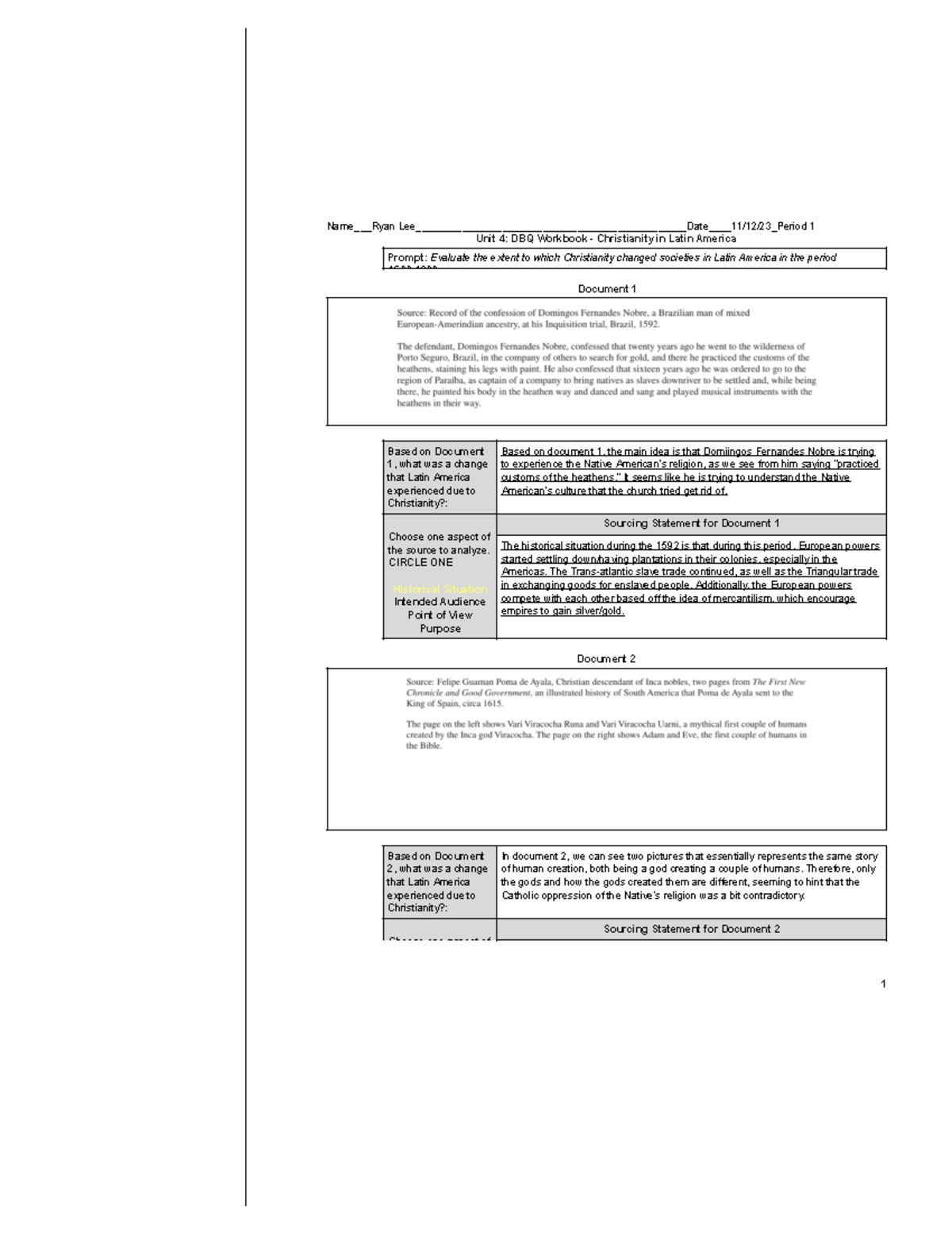 Unit 4 DBQ Packet - Analyzing Christianity's Impact in Latin America - Studocu