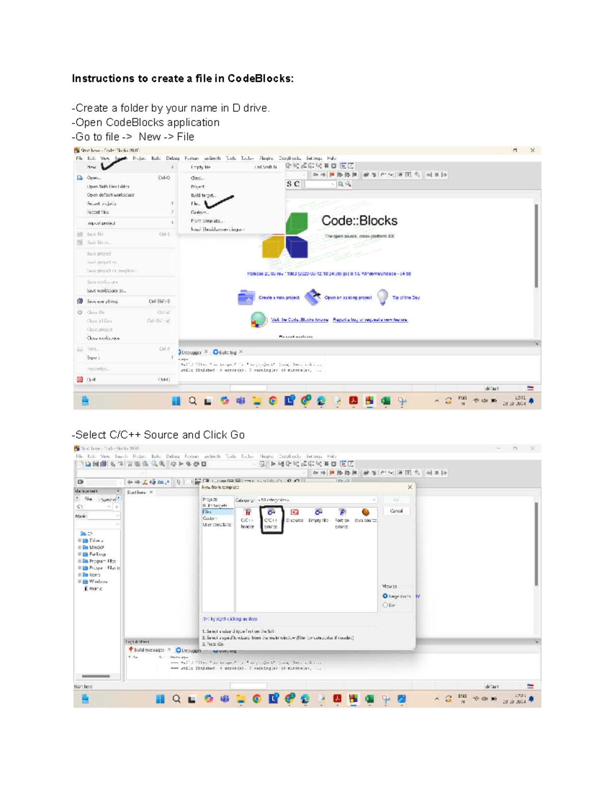 Instructions to open C File - Computer Science and Engineering ...