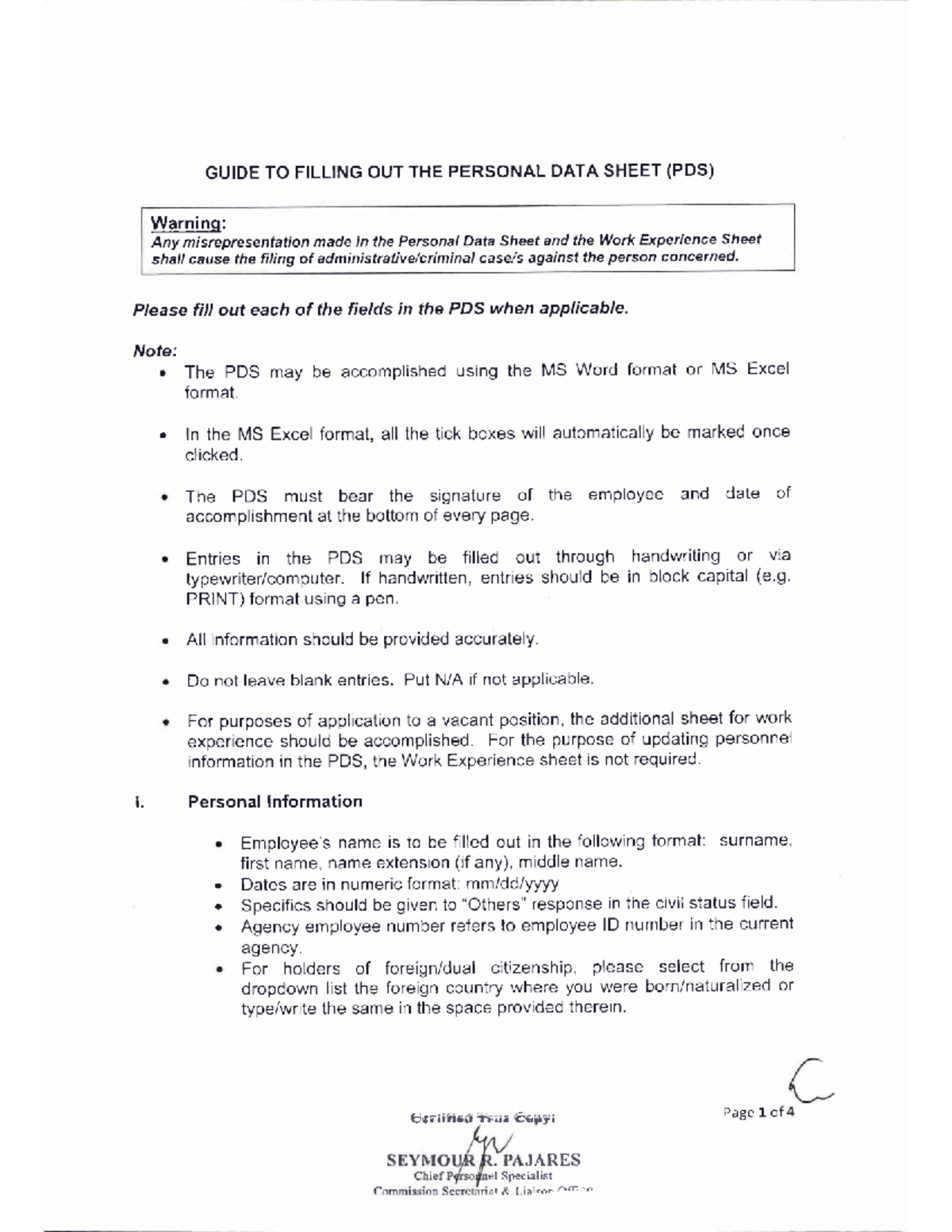 Guide to Completing CSC Form No. 12: Personal Data Sheet (PDS) - Studocu