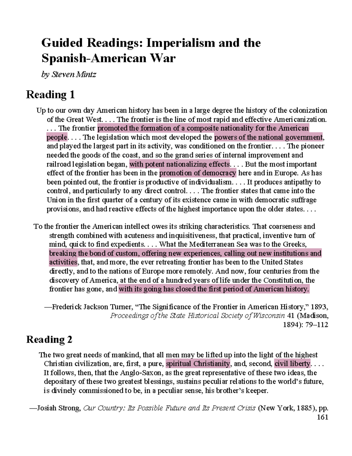 Guided Readings Imperialism and the Spanish-American War - Guided ...