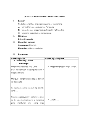Detailed Lesson PLAN IN Araling Panlipunan 1 - BANGHAY ARALIN SA ARALING PANGLIPUNAN 1 School ...