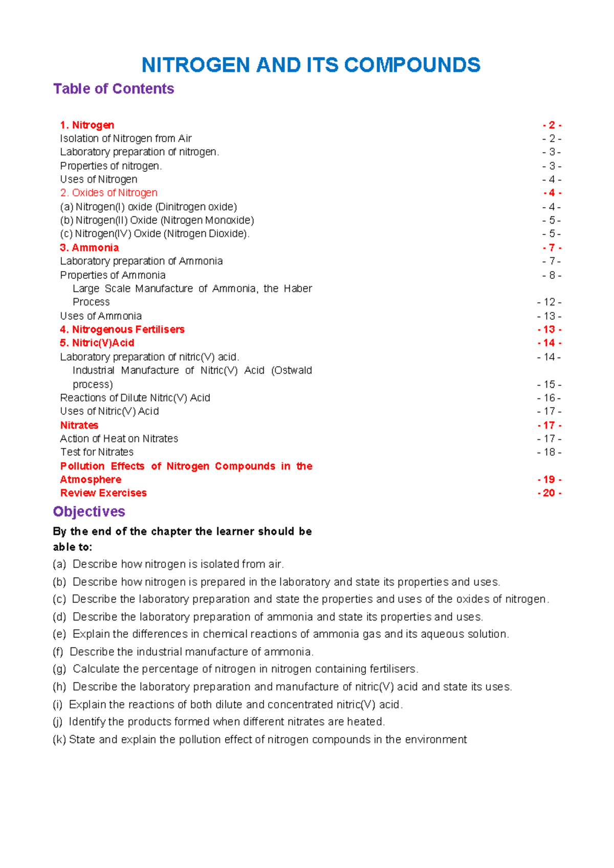 NITROGEN AND ITS COMPOUNDS: A Comprehensive Study Guide - Studocu