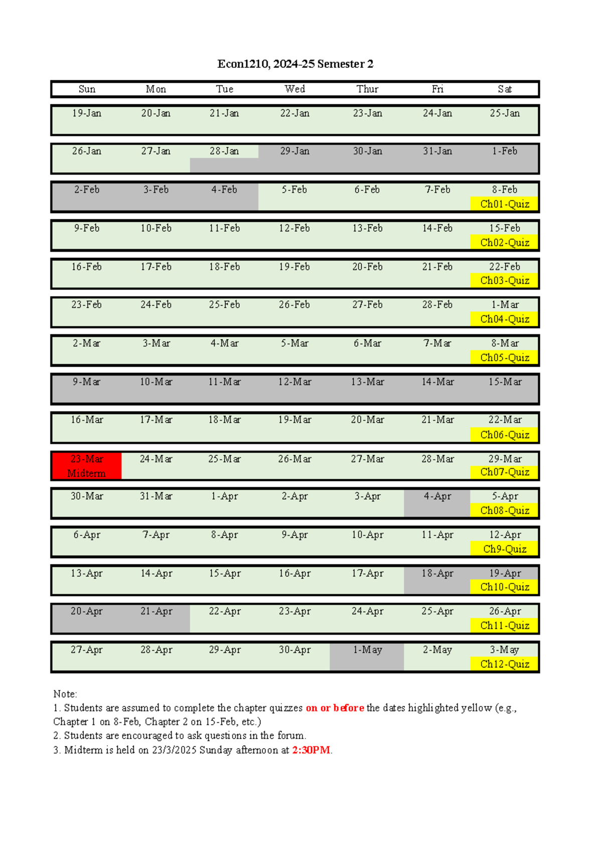 Teaching and Learning Calendar 2024-12-11 - Sun Mon Tue Wed Thur Fri ...