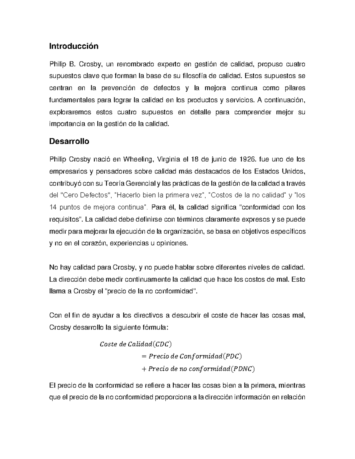 Cero Defectos en Calidad: Resumen y Filosofía de Crosby - Studocu