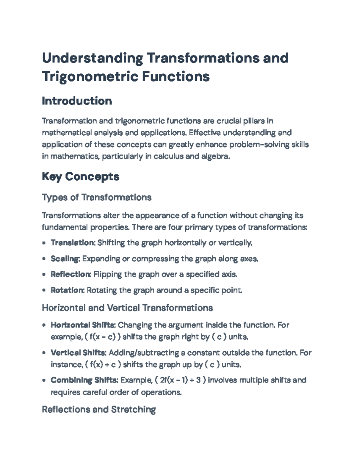 Understanding Transformations & Trigonometric Functions (MAT101) - Studocu