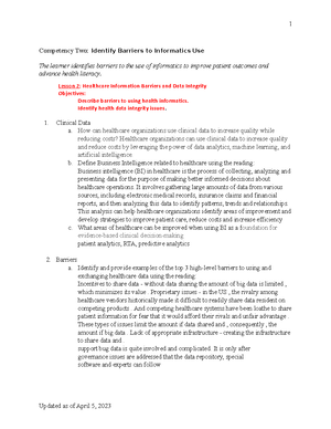 -D220 Study Guide 2 3 2024 - Information Technology in Nursing Practice ...