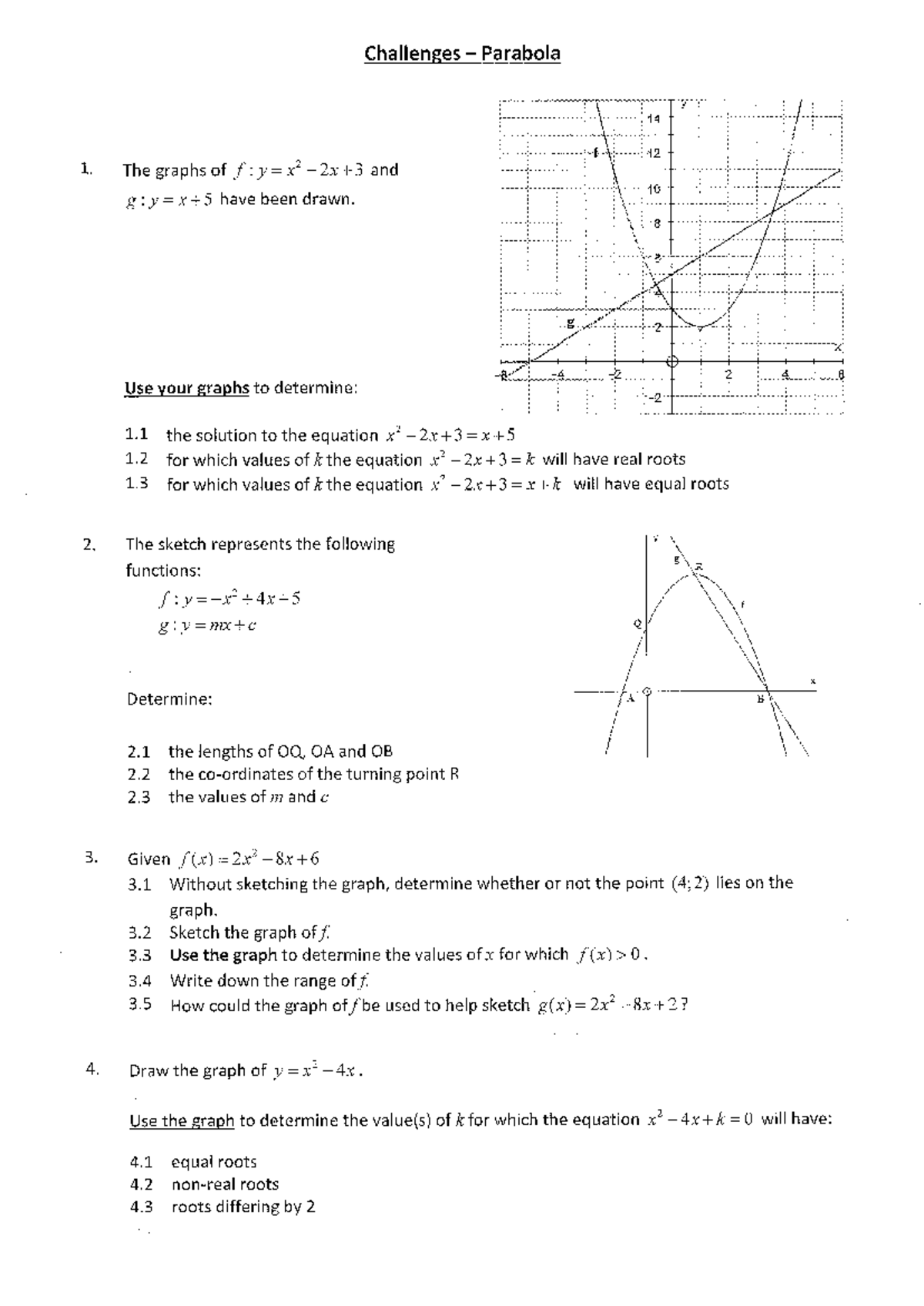 Functions Challenges and Roots Worksheet - Studocu