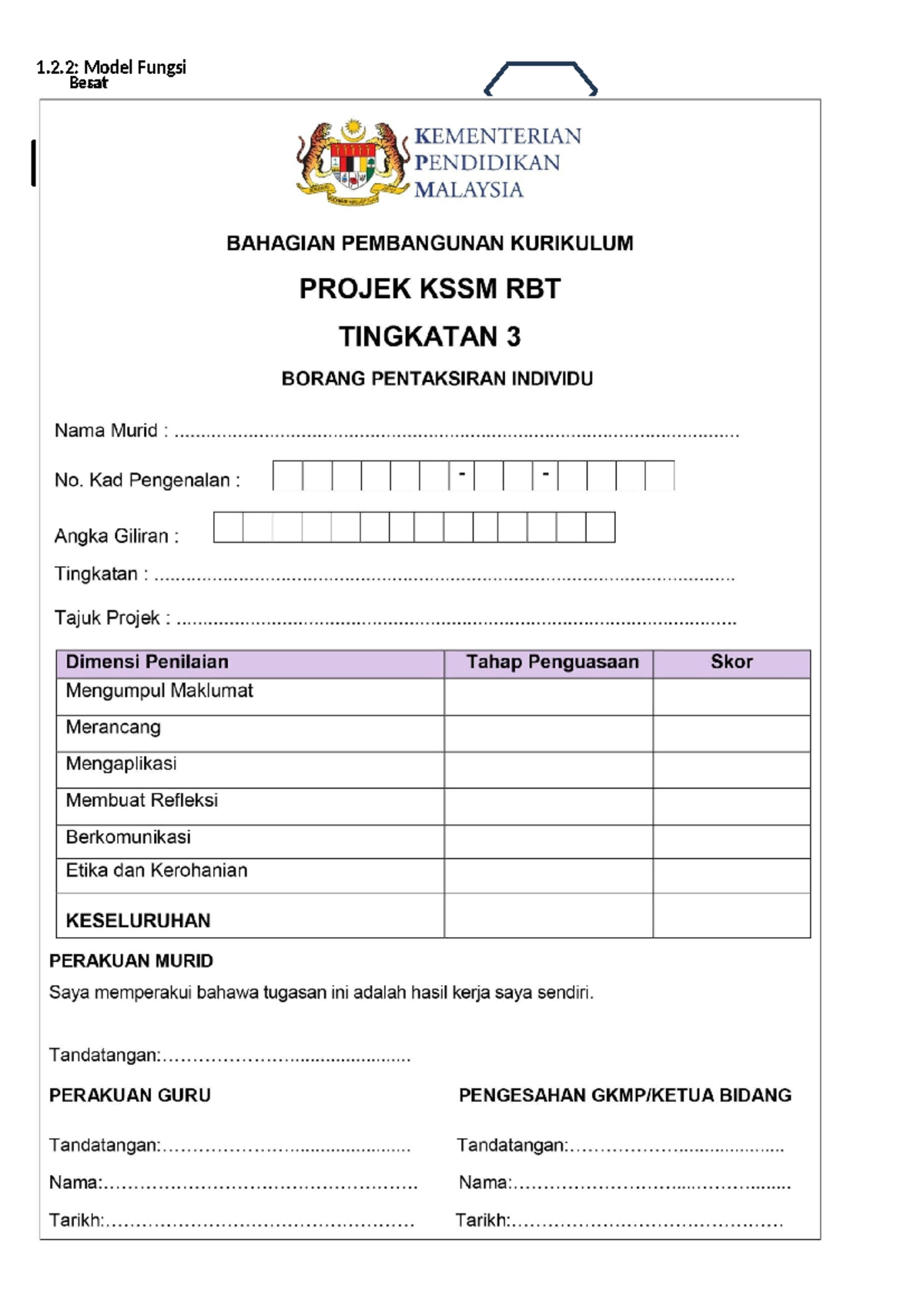 Laporan Projek Mini Kipas RBT: Reka Bentuk & Kajian Keperluan - Studocu