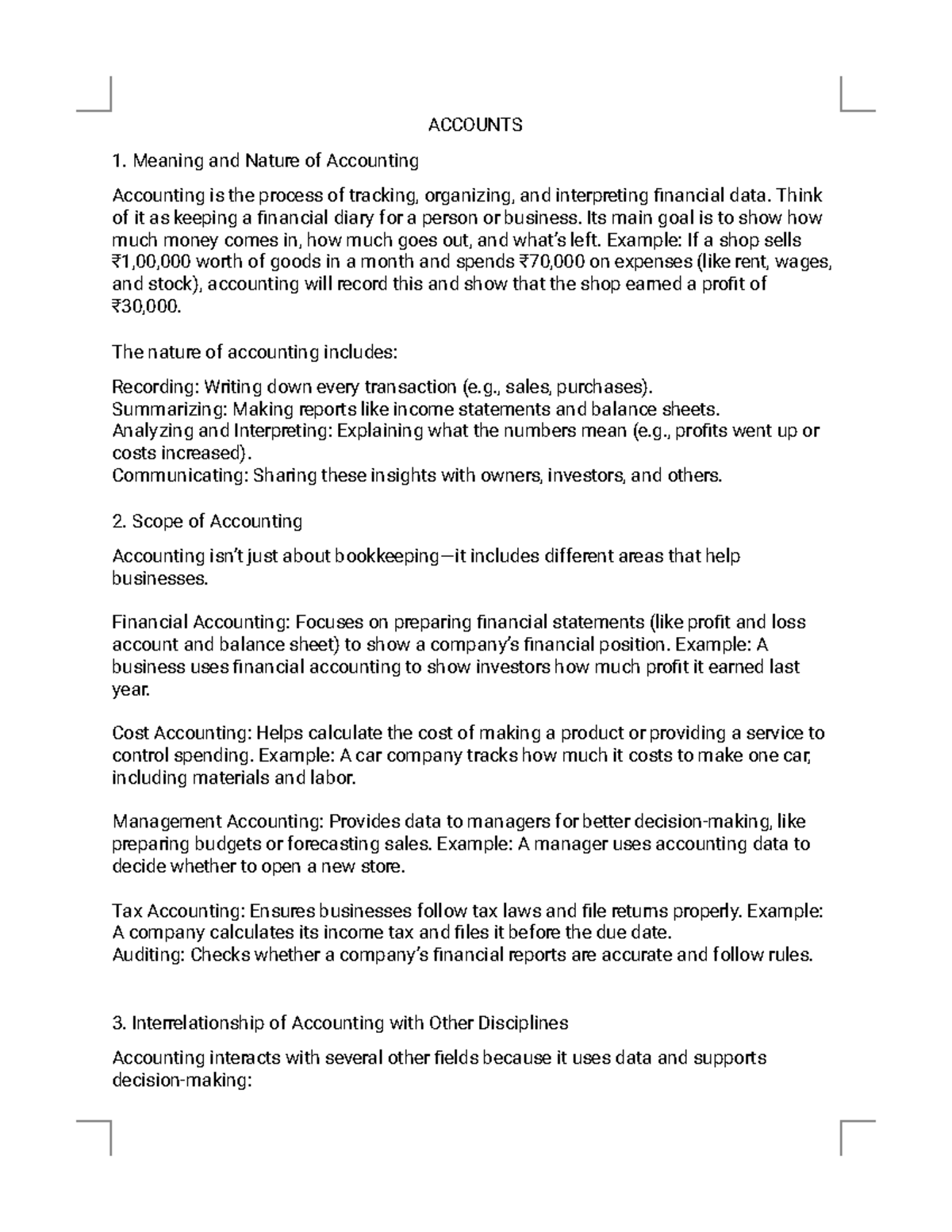 POA Notes: Understanding the Meaning, Nature, and Scope of Accounting ...