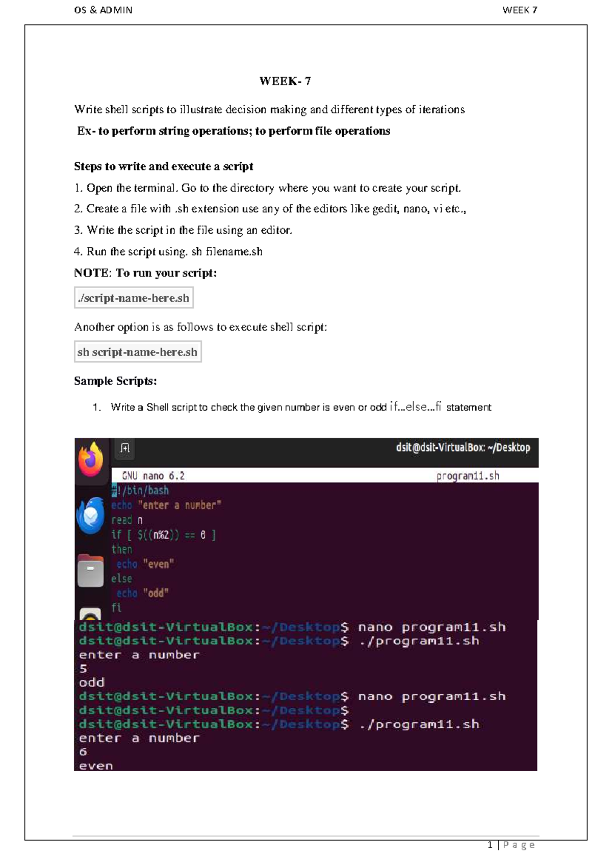 OS ADMIN WEEK 7-9: Shell Scripting & Network Command Essentials - Studocu