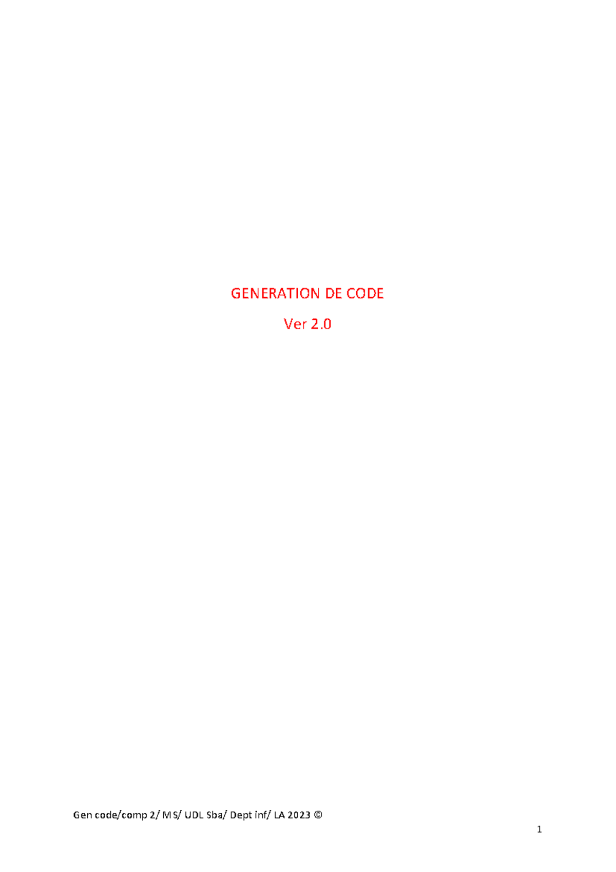 Génération de Code 2.0 - COMP2 - Allocation et Structures de Données ...