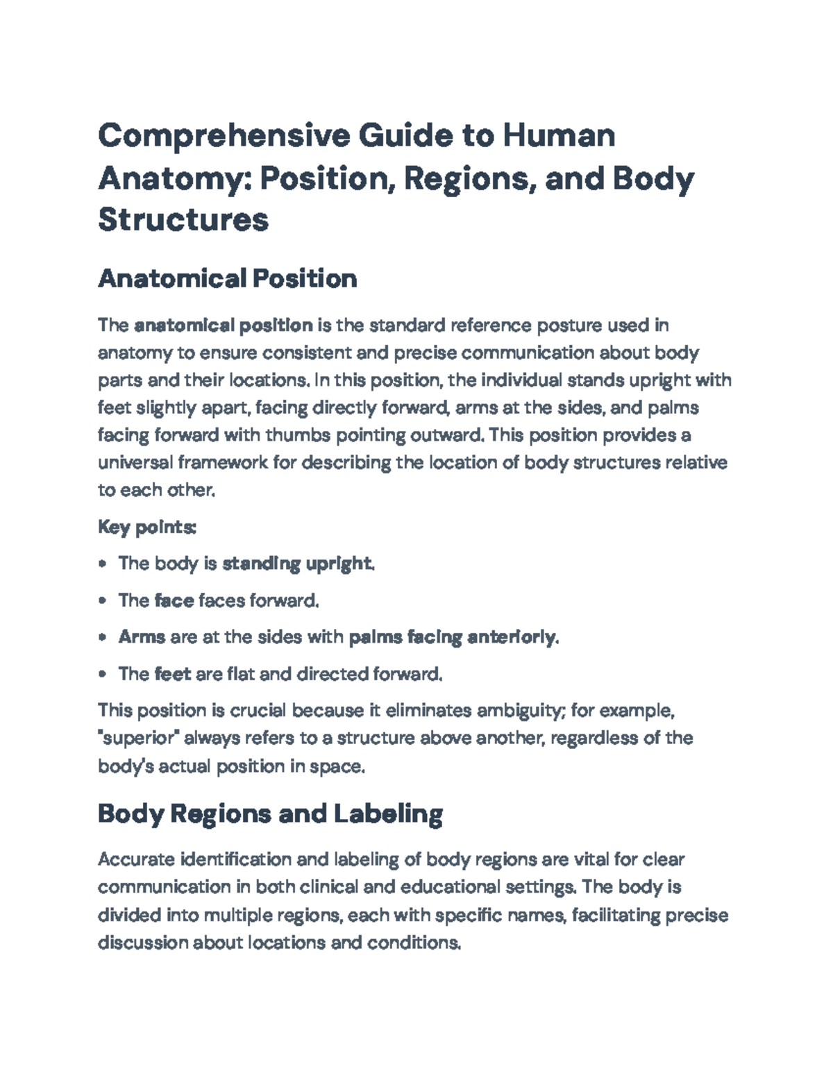 Comprehensive Guide to Human Anatomy: Positions, Regions & Structures ...