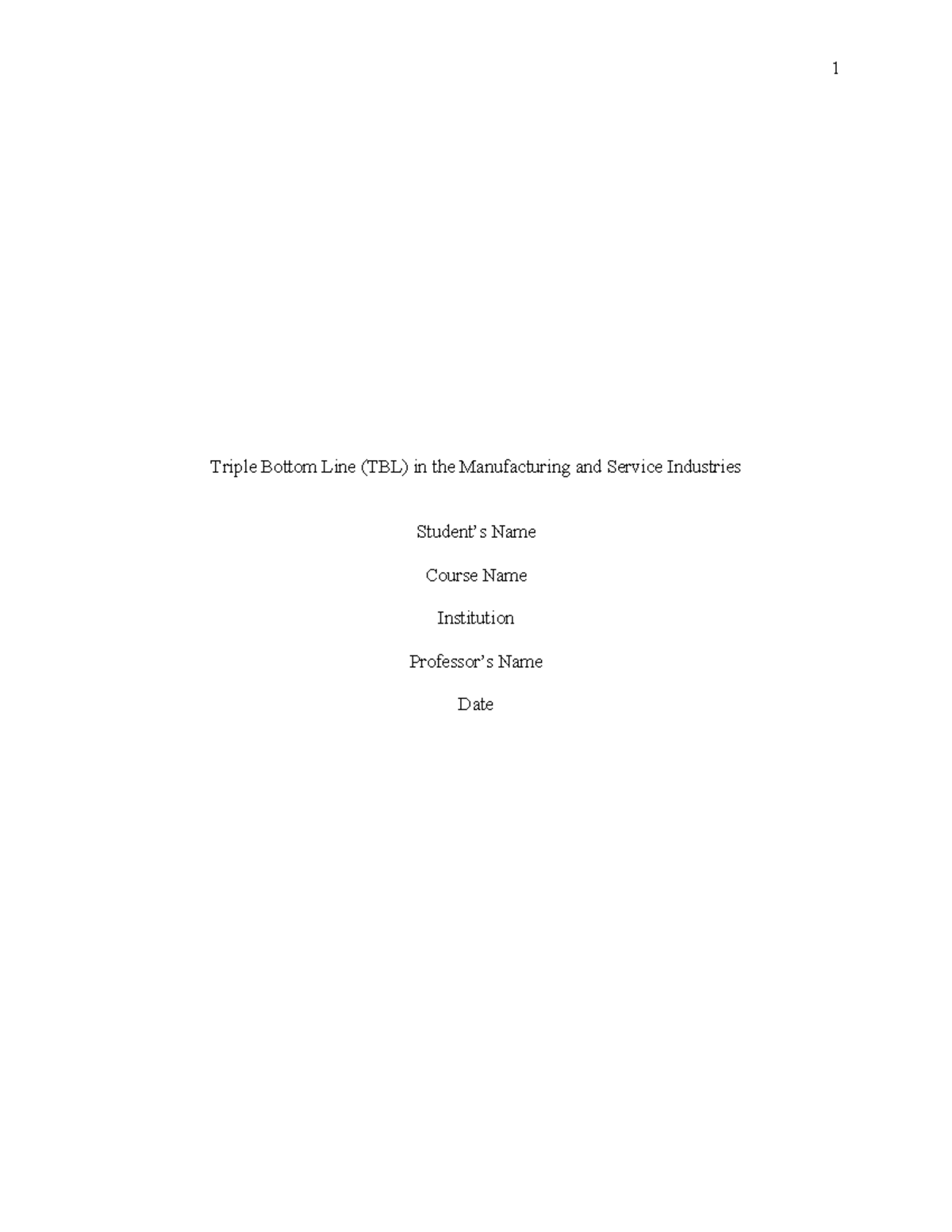 1 TBL in Manufacturing & Service Industries: A Comparative Study - Studocu