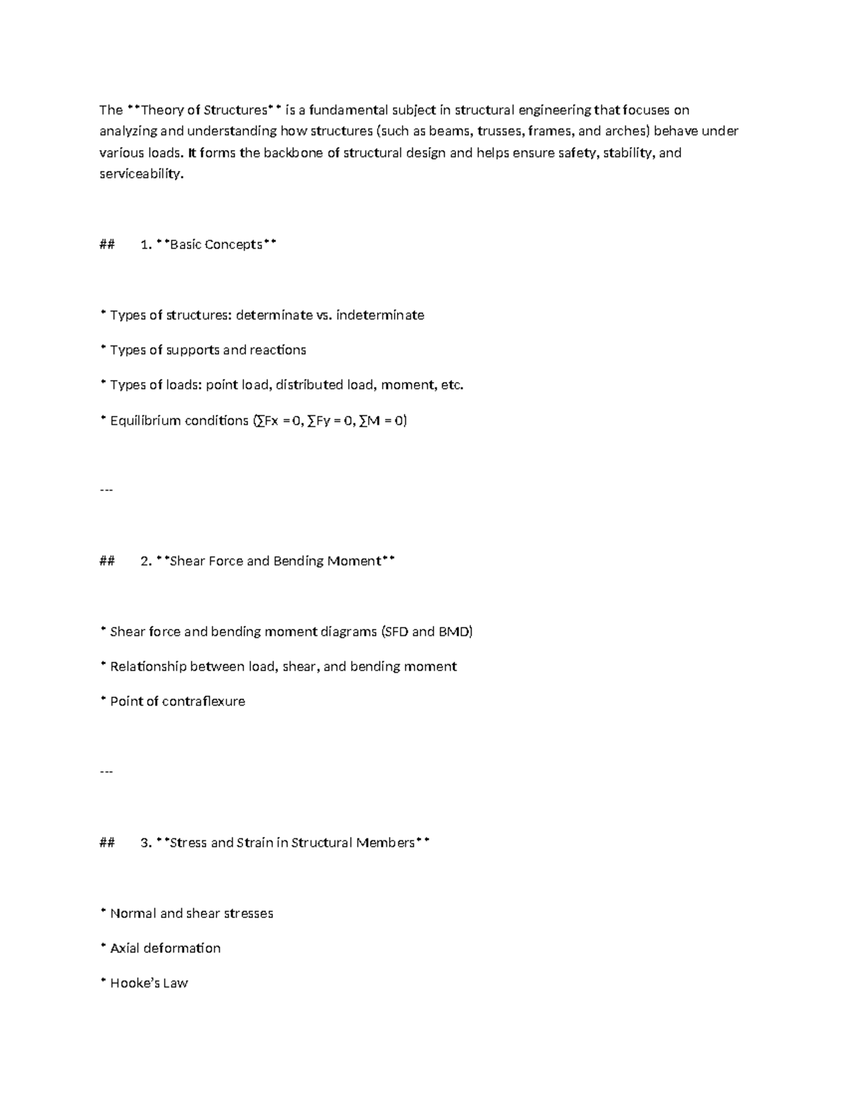 Theory of Structures (ENG 301) - Comprehensive Topics Overview - Studocu