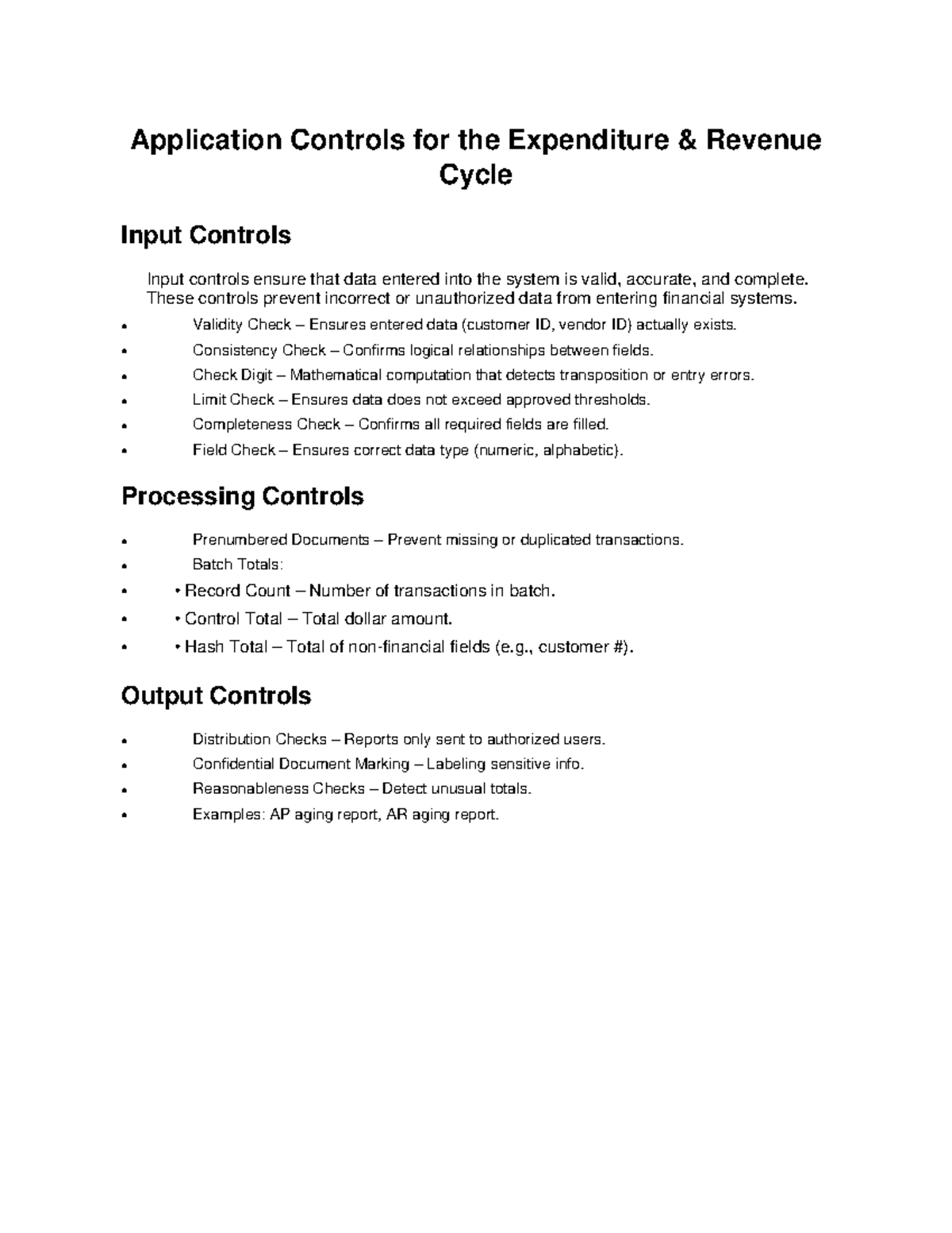 Application Controls for Expenditure & Revenue Cycle - Studocu