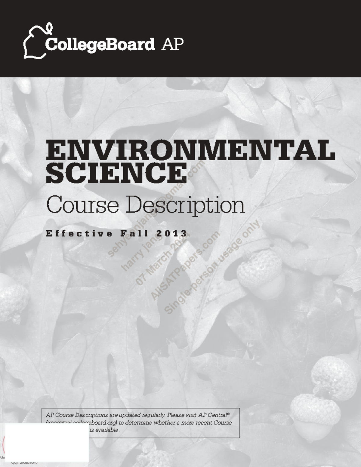 AP Environmental Science Course Description and Sample Questions 2013 ...