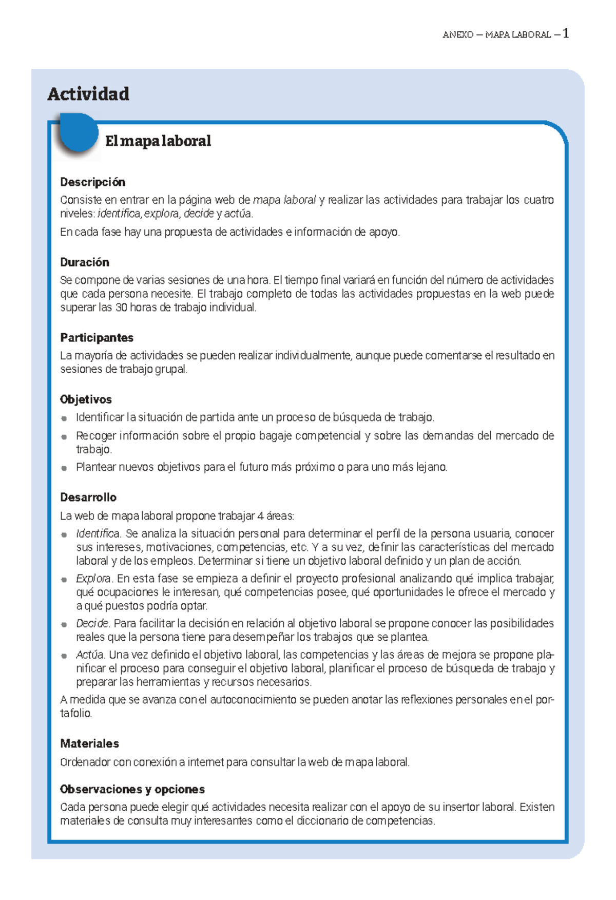 Actividad Mapa Laboral: Identifica, Explora, Decide y Actúa - Studocu