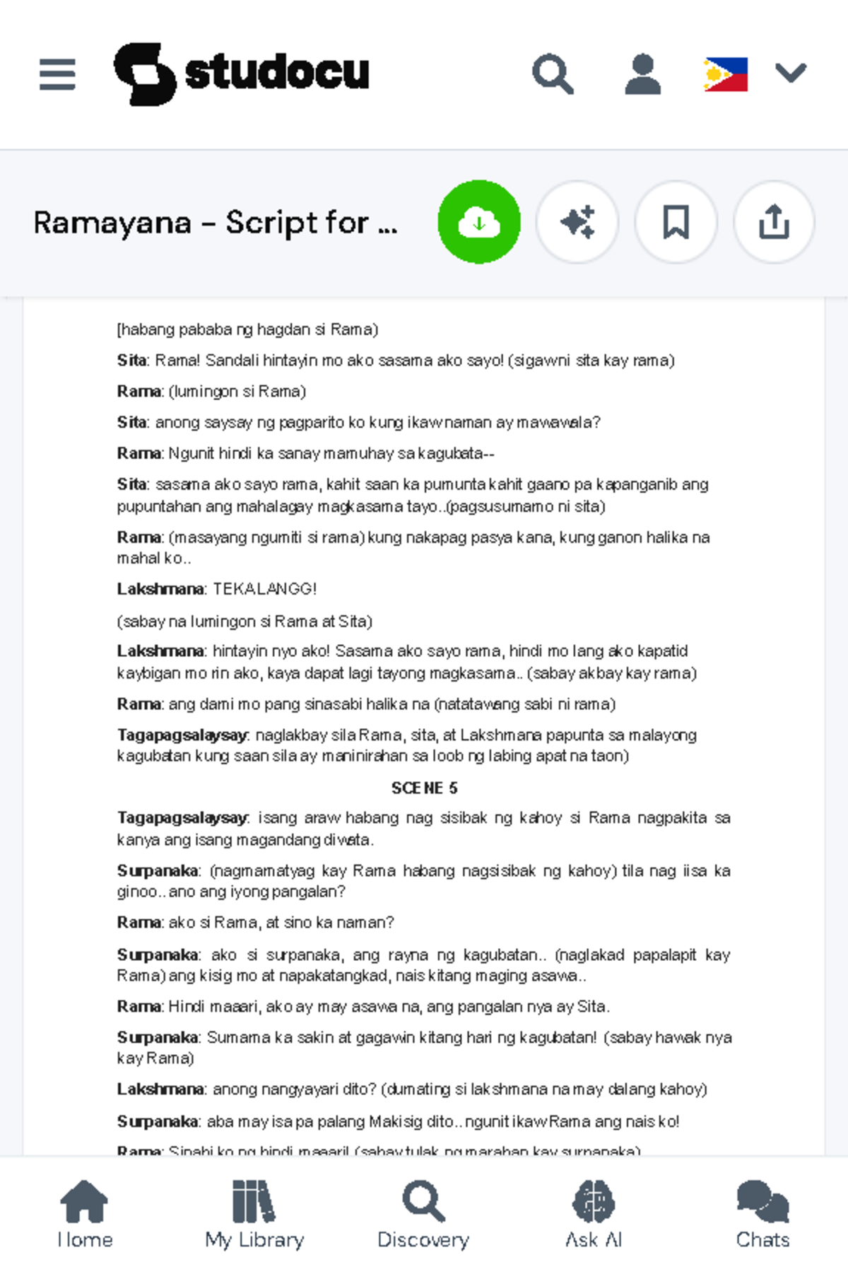 Ramayana (Final Exam) - Script Excerpts for Rama and Sita Dialogues ...